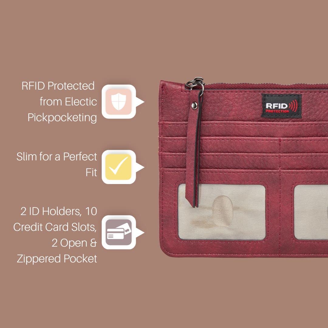 Concealed Carry Kinsley Crossbody with RFID Wallet - Discreet Locking CCW Bag for Women - Universal Holster (Mahogany)