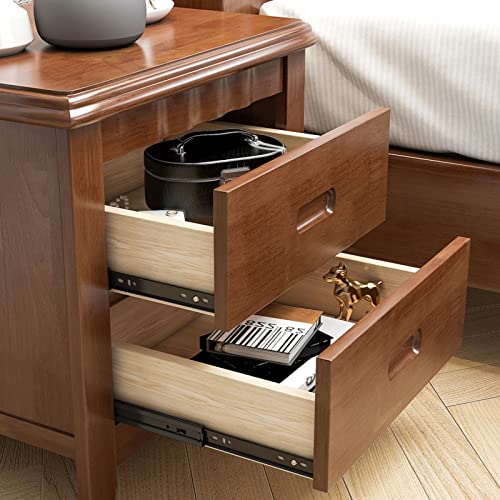 FFNUM Bedside Table Nightstand with 2 Drawers and Wood Legs, Large Storage Space Side Sofa Table for Bedroom, Living Room, Hallway Night Stand