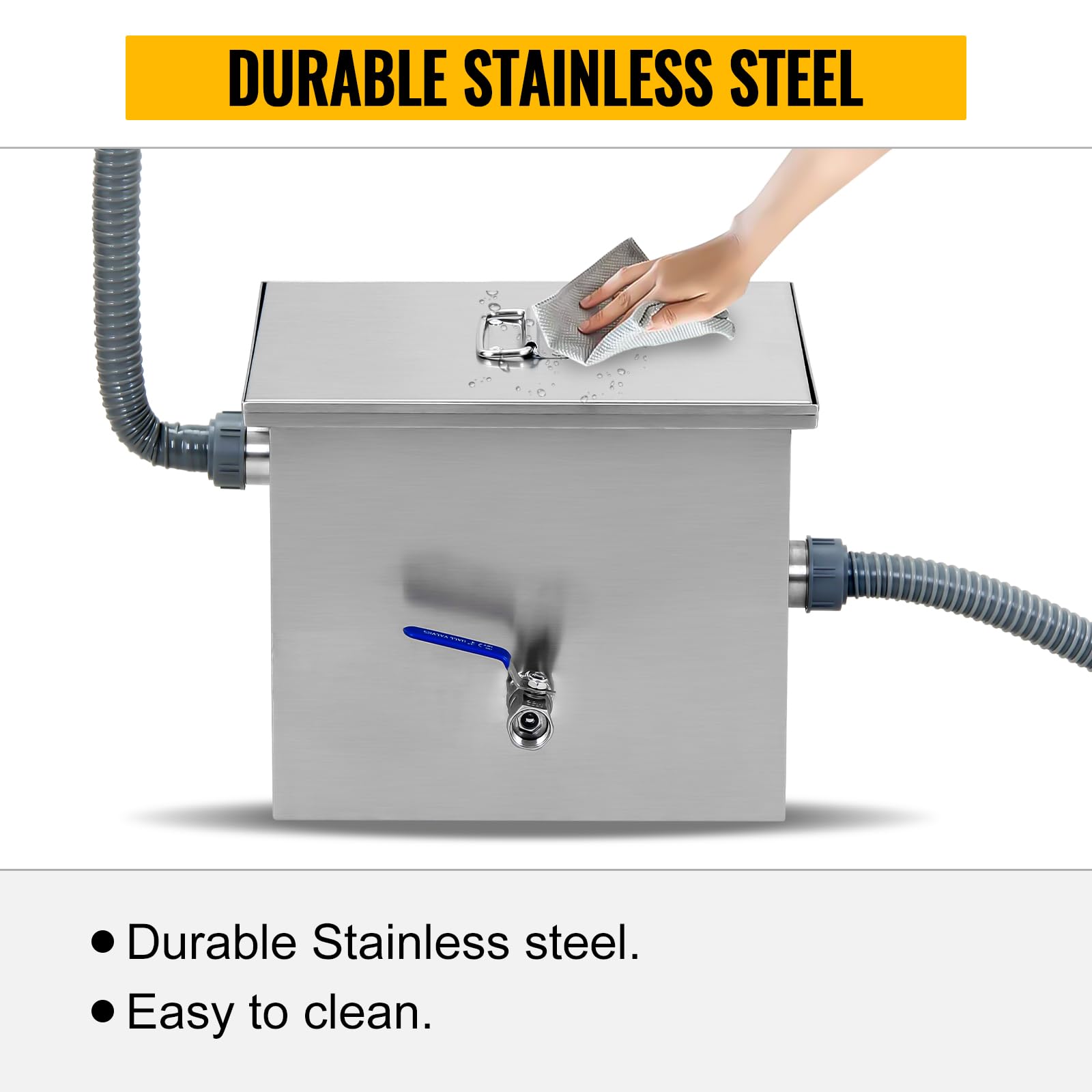 Commercial Grease Trap for Home Restaurants Under Sink, Stainless Steel Interceptor,8 LB,Silver