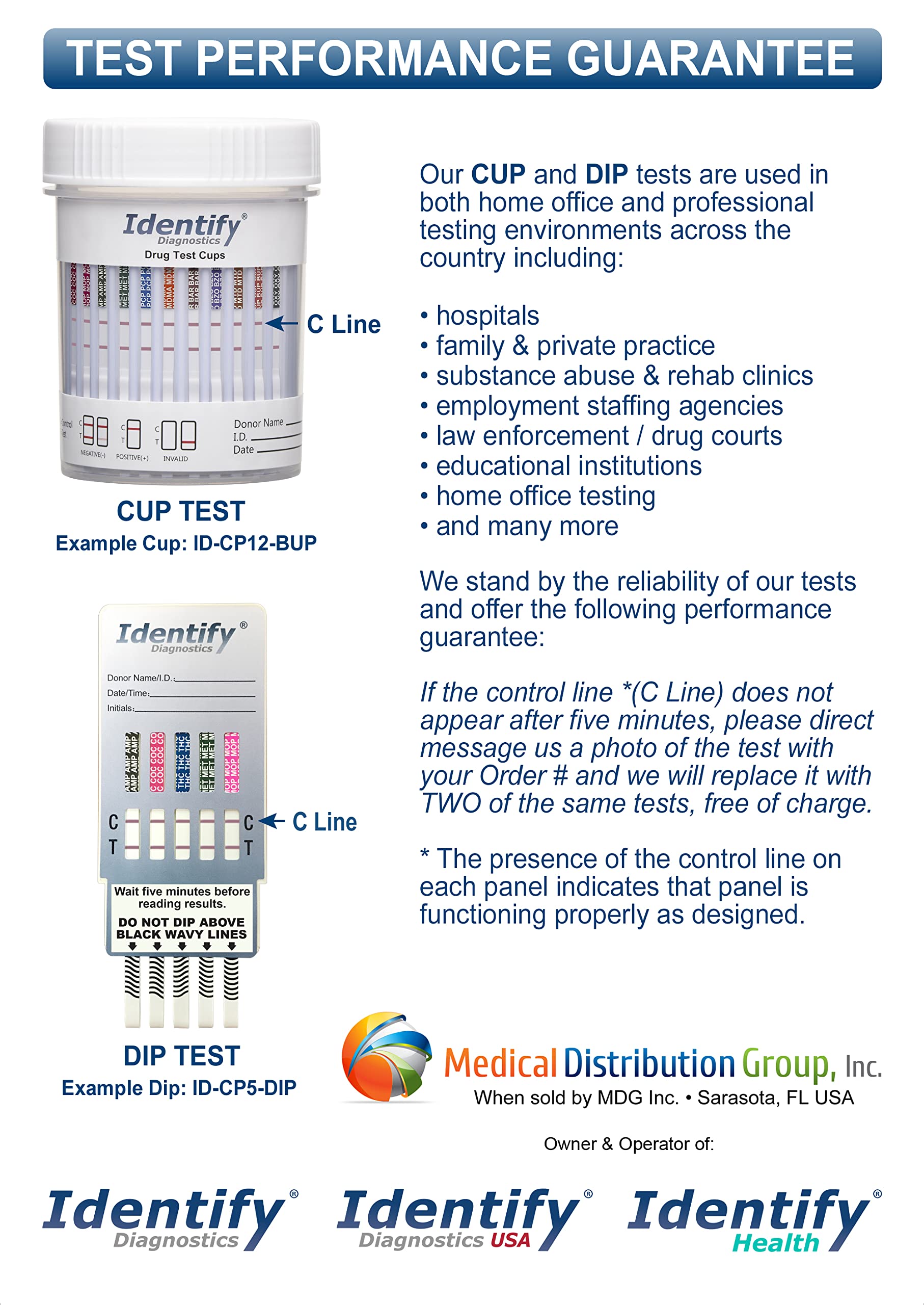 Identify Diagnostics Drug Test Cups - 25 Pack - 12 Panel CLIA Waived Instant Urine Drug Test Kit with 3 Adults for AMP,BAR,BUP,BZO,COC,MDMA,MET,MOP/OPI,MTD,OXY,PCP,THC