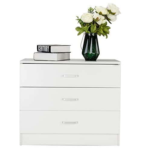 FFNUM Bedside Table Wood Simple 3-Drawer Dresser Night Stand Side Table for Living Room Bedroom(White, Black) Night Stand (Color : Black)