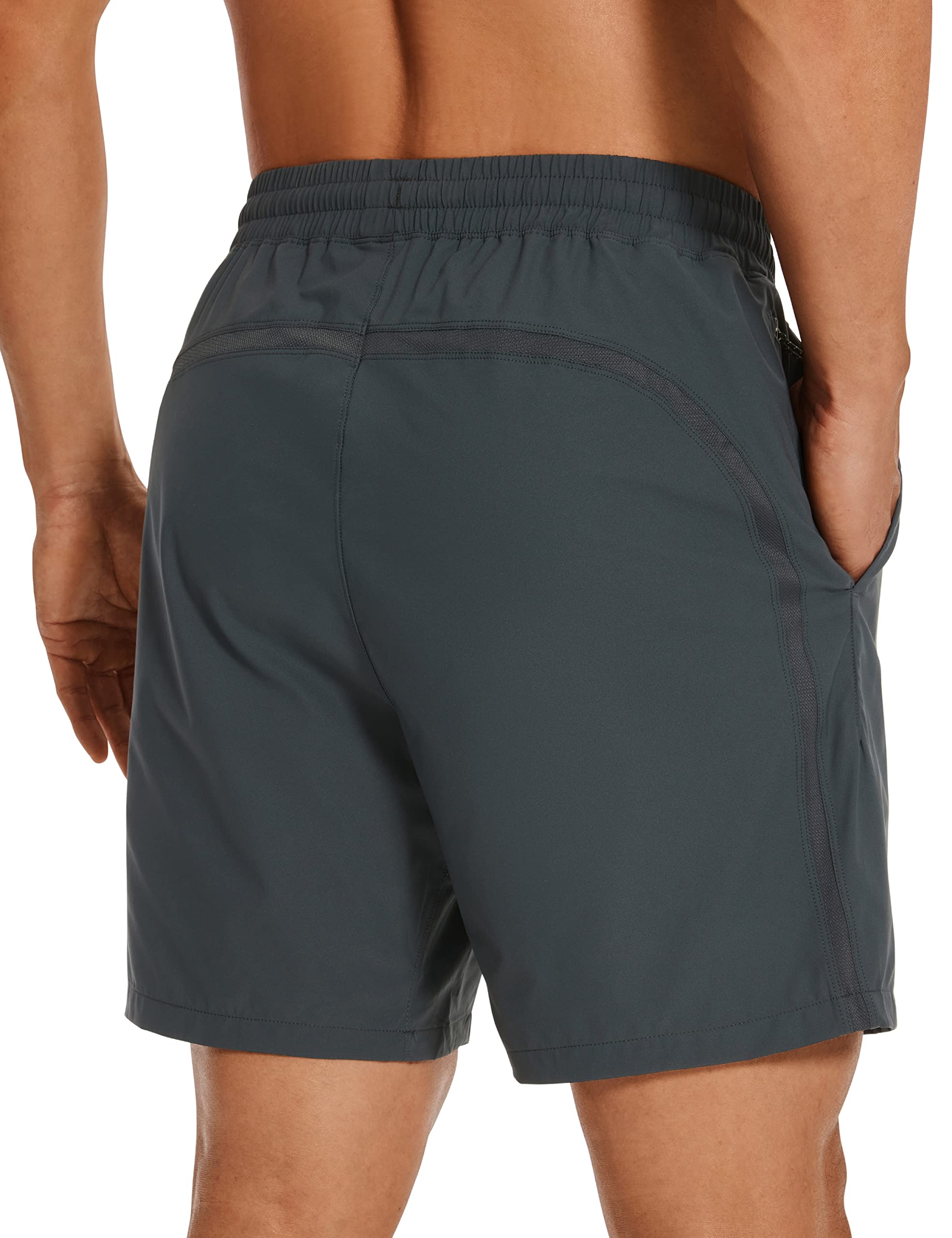 CRZ YOGA Men's Linerless Gym Shorts - 7'' Ultra-Light Quick Dry Workout Running Training Athletic Shorts with Pockets Melanite X-Large