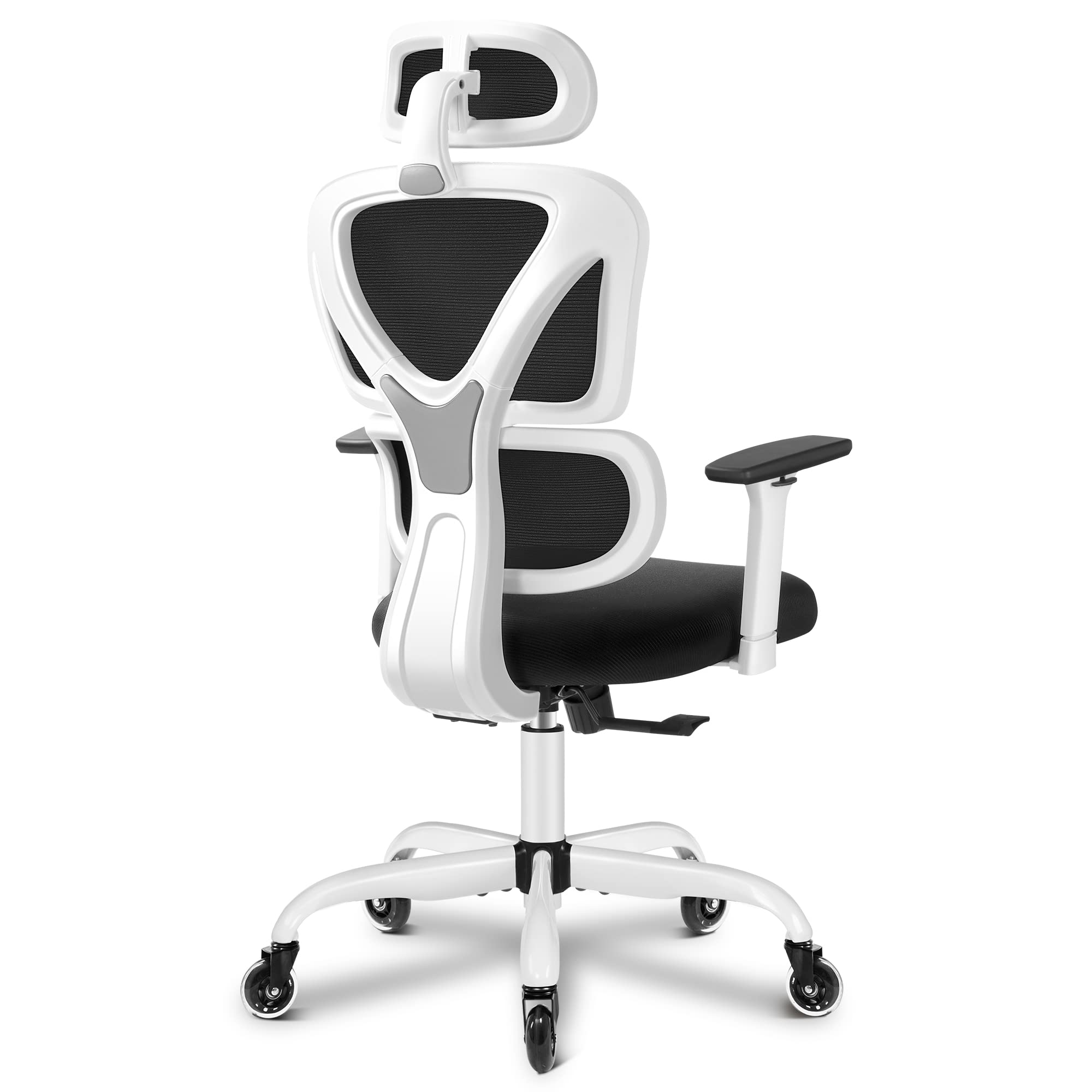 FelixKing Office Chair, Ergonomic Desk Chair with Lumbar Support, High Back Mesh Gaming Chair with Adjustable Headrest and Armrests for Conference Room White