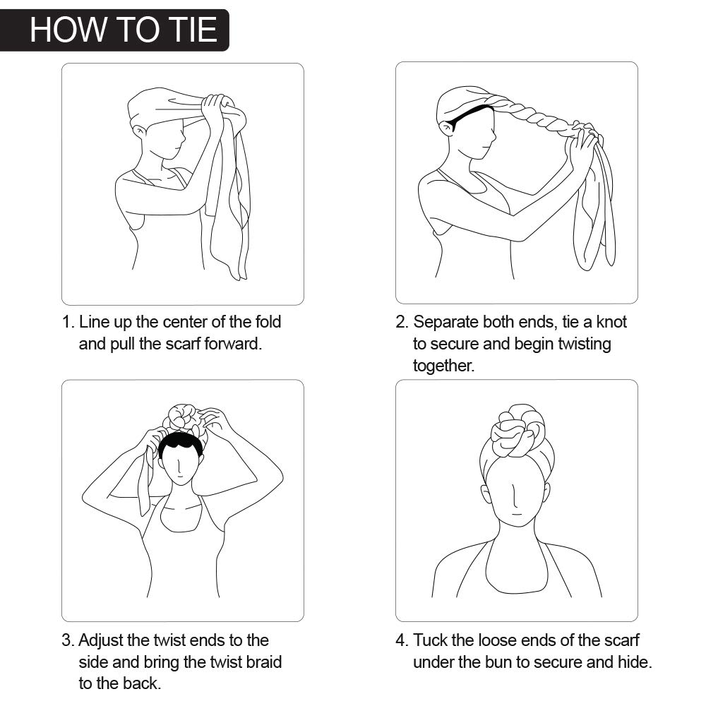 Beauty Town Head Wrap Scarf Neckerchief Crinkle Stretch Large Headband Turban Hair Tie (White)