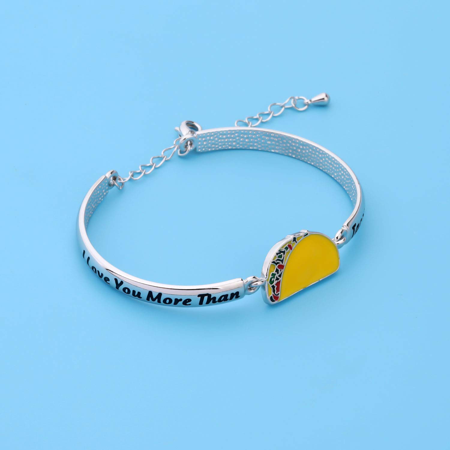 BEKECH Funny Tacos Bracelet Gift for Her I Love You More Than Tacos Bracelet Girlfriend Gift