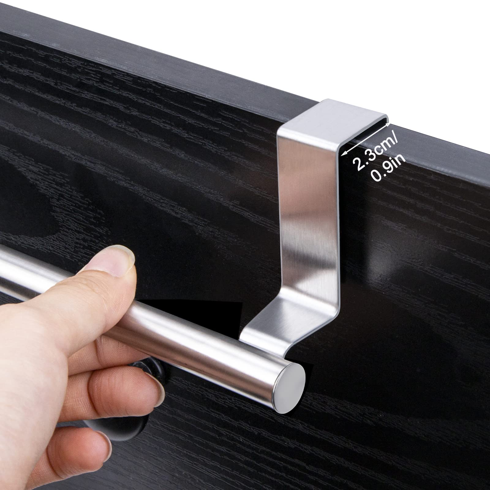 Cabinet Door Towel Bar, Dish Towel Rack for Cabinet, Stainless Steel Kitchen Towel Holder, Over The Door Hand Towel Hanger for Kitchen Bathroom Cupboard, 2 Pack (2*Small)