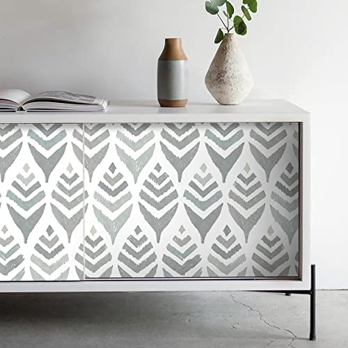 Grey Leaf Wallpaper Peel and Stick Wallpaper for Bedroom Bathroom Boho Contact Paper for Cabinets Bathroom Removable Wallpaper Self Adhesive Modern Waterproof Vinyl Wallpaper Kitchen 17.3‘’×78.7‘’