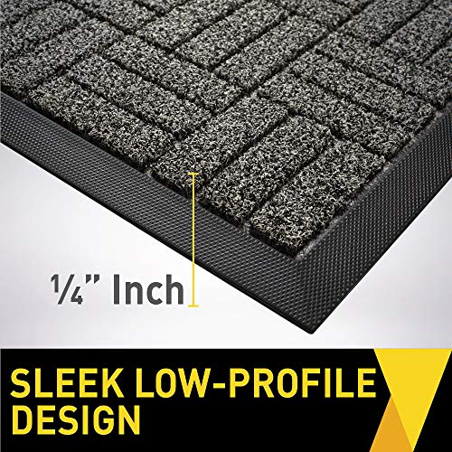GRIP MASTER Durable Tough Natural Rubber Doormats, 29x17 Size, Waterproof Boots Scraper Mats, Commercial Heavy Duty Indoor Outdoor Door Mat for Winter Snow, Low-Profile Easy Clean, Gray Quatrefoil