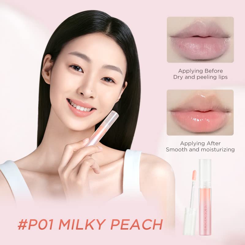 COLORKEY Crystalline Aqua Lip Oil (P02 Mildly Moisturizing) | Lip Care, Clear Gloss, Sheer Glossy Tint Moisturizing, Revitalizing, and Tinting for Dry Lips with Multiple Plant Extracts