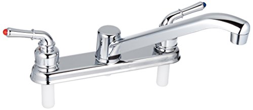 EZ-FLO Kitchen Faucet, Two-Handle Non-Metallic, Washerless Deck Mount with Side Spray, Polished Chrome Finish, EZ-10125