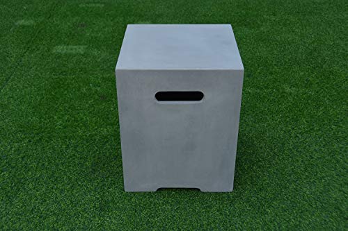 Elementi Light Grey Propane Tank Cover Fire Pit Accessories Square 20 Inches Concrete Outdoor Side Table Fits Standard 20 Pound Propane Tank Hideaway Table
