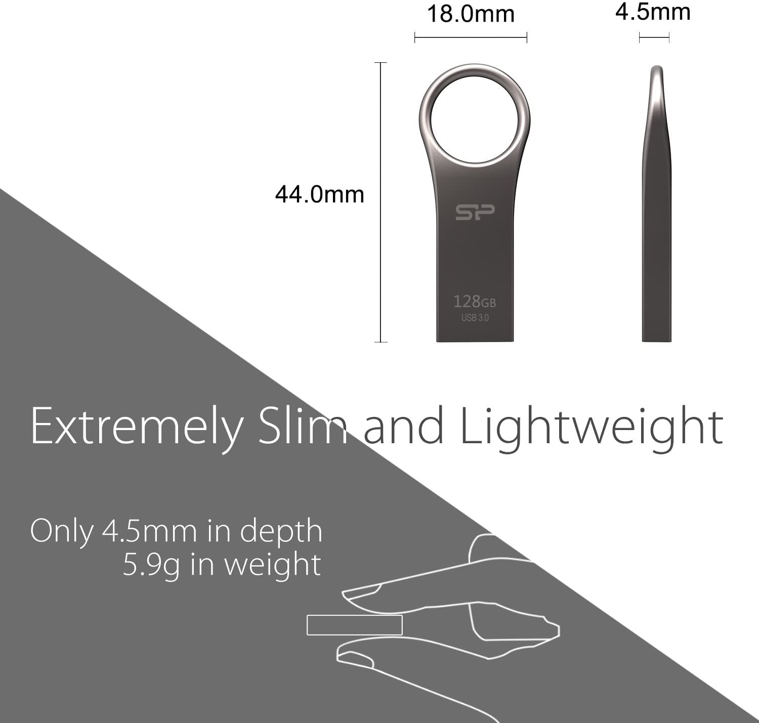 Silicon Power 64GB Jewel J80 USB 3.0 Flash Drive, Titanium (SP064GBUF3J80V1T)