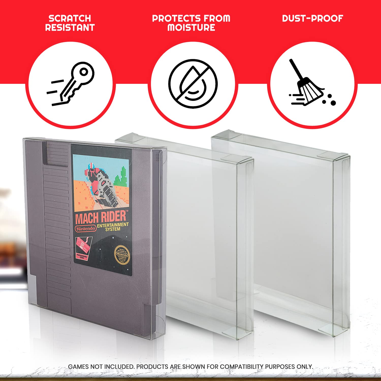 NES classic edition • NES Cartridge Case •Protector Compatible with Nintendo NES Games Cartridge - 0.40MM Thick, compatible for Legend of Zelda, Mario Bros, Mega Man, Metroid, Super Mario (Pack of 25)