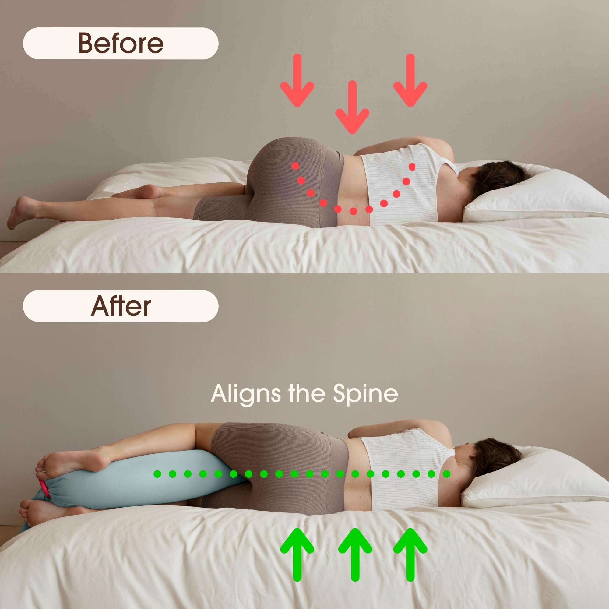 bbhugme Adjustable Pregnancy Pillow – Full Body Support for Side Sleeping - Adjustable Firmness and Shape - Supports Back, Legs, Belly, HIPS for Pregnant Women - Removable Cover - Eucalyptus