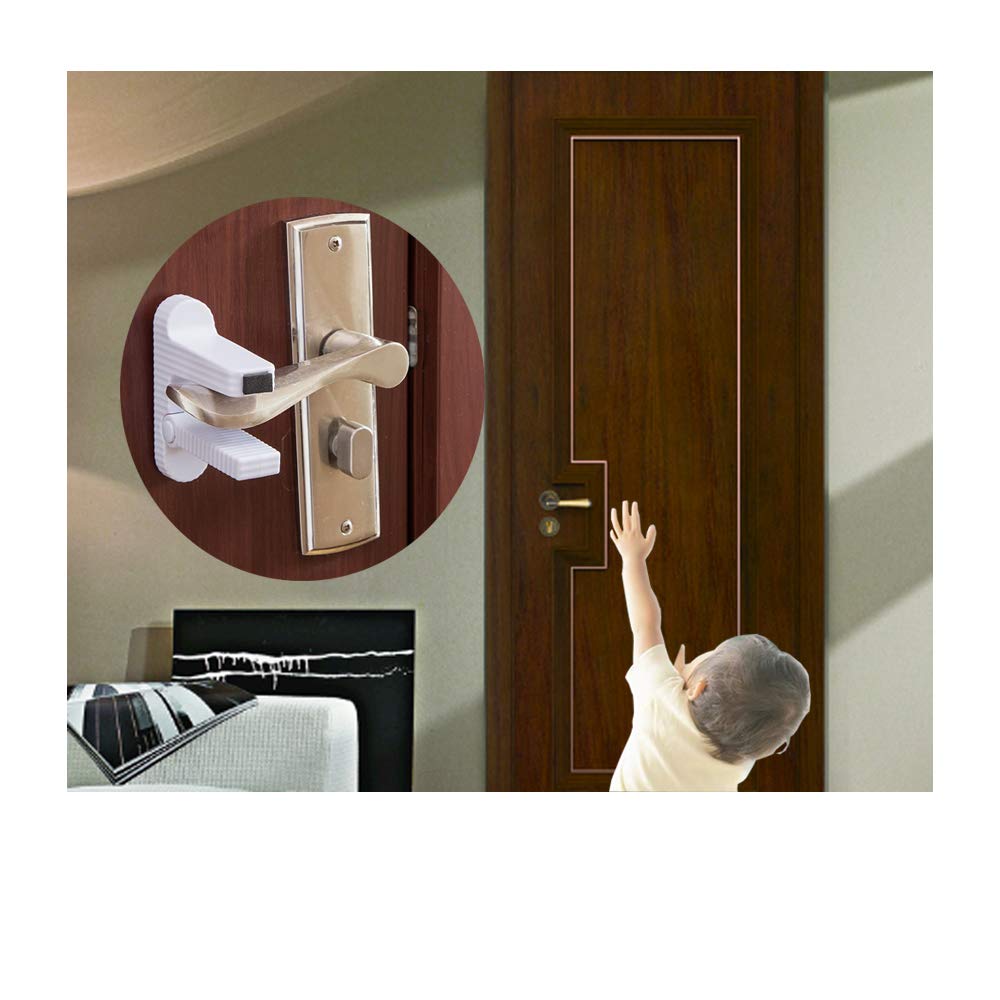 cabinet locks for babies/Safety Child Proof Door knob covers, No Drilling & 3M Adhesive Baby Safety Door Locks - 4 pieces
