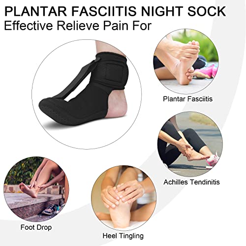 OneBrace Breathable Plantar Fasciitis Night Splint Sock - Soft Stretching Boot Splint for Aching Feet & Heel Relief,Achilles Tendonitis Foot Support Brace for Right or Left Foot(M)