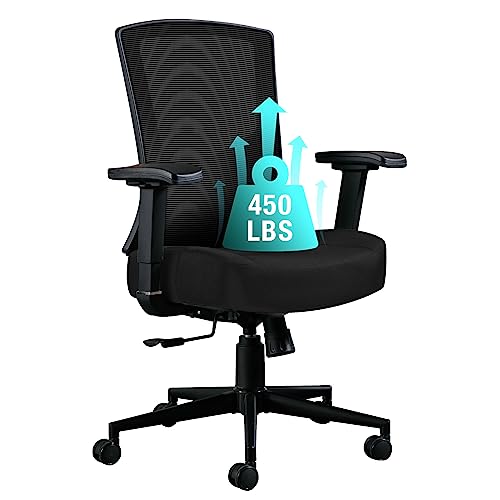 Blue Whale Ergonomic Office Chair 450lbs, High Back Computer Desk Chair for Heavy People with 4D Adjustable Waist Support and Heavy Duty Metal Base Mesh Chair…