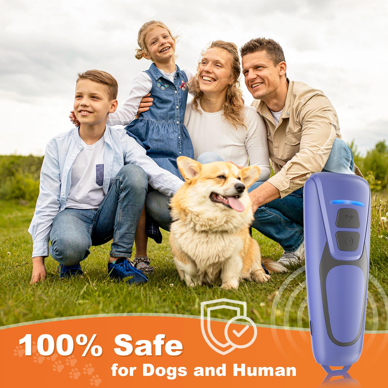 Dog Bark Deterrent Devices, Rechargeable Ultrasonic Anti Barking Device for Dogs, Dog Bark Control Devices 50FT Range Safe for Dogs & Human Portable Indoor Outdoor, Dog Training & Behavior Aids(Blue)