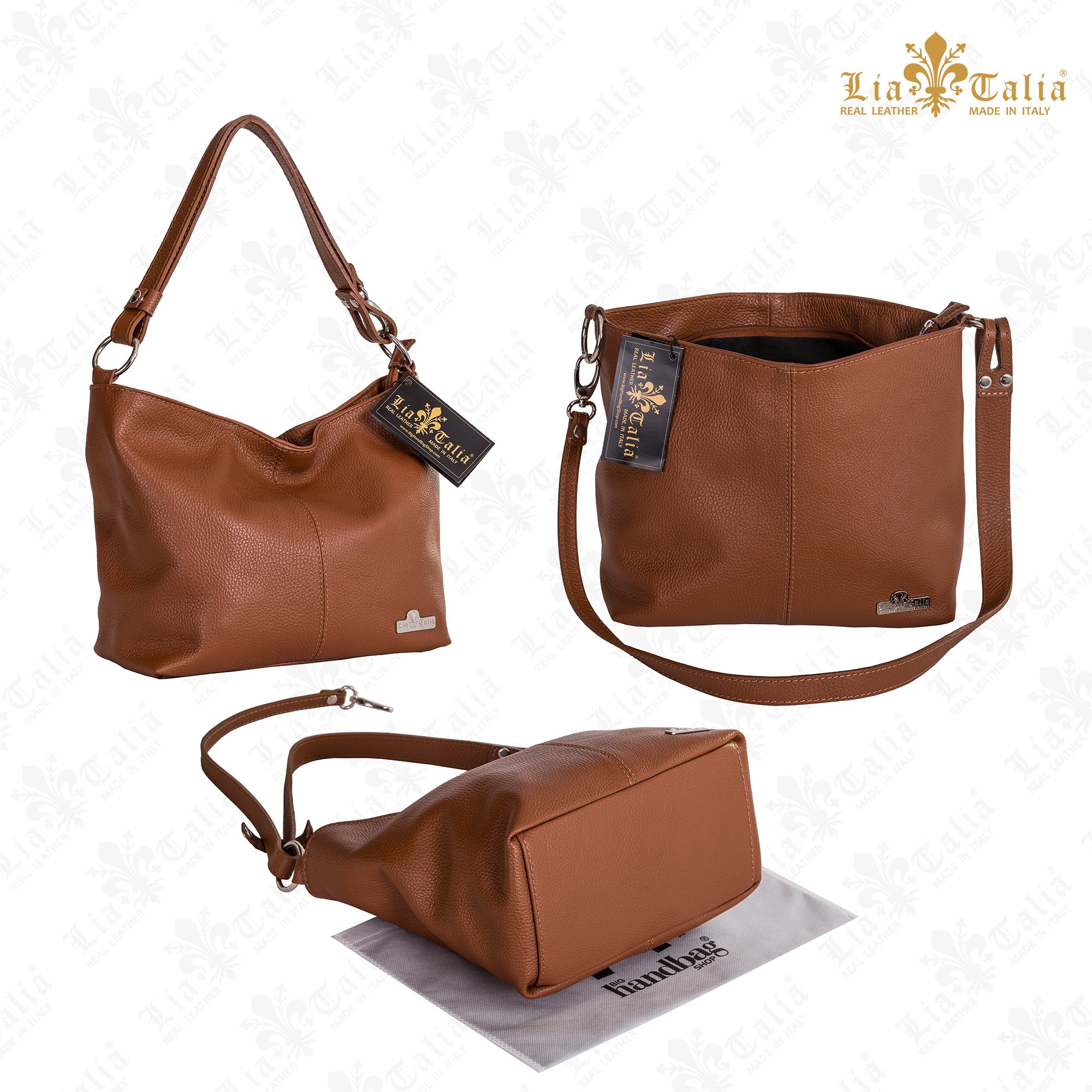 LiaTalia Womens Genuine Italian Leather Medium Size Shoulder Hobo Bag - Adjustable Long Strap Handbag - EMMY [Lilac]