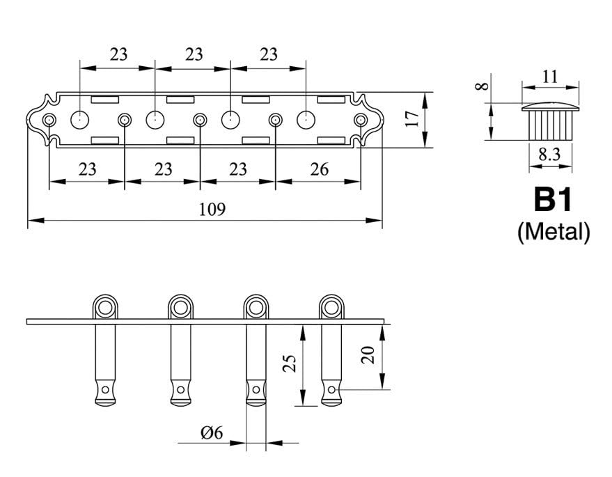 Golden Gate M-129 Engraved A-model Mandolin Tuners - 2 planks (4+4) - Nickel