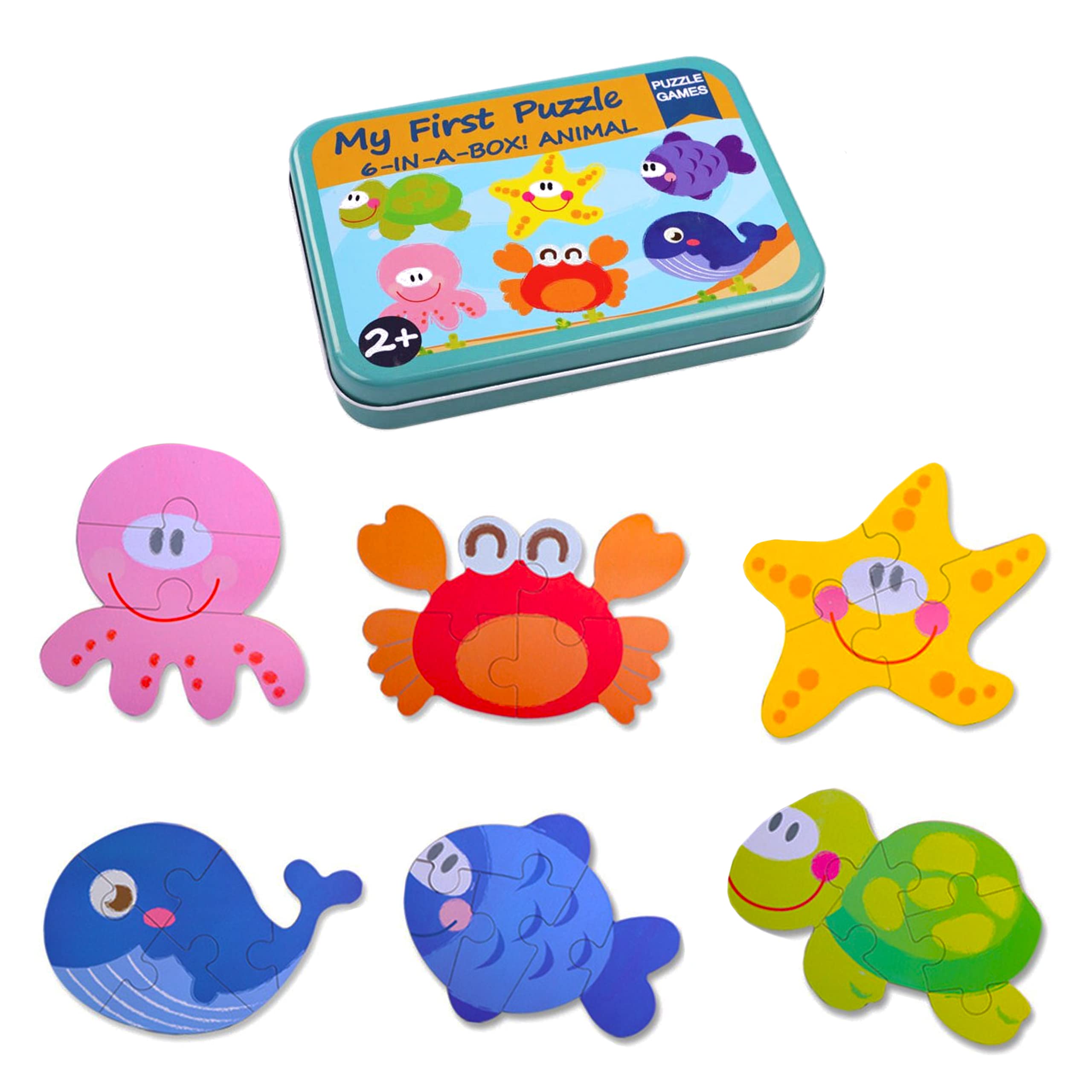 Beks Toys Baby Puzzles β Cute Baby Animals Puzzle in Tin Box β Engaging and Simple Puzzle for 1+ Year Old β My First Puzzle Set with