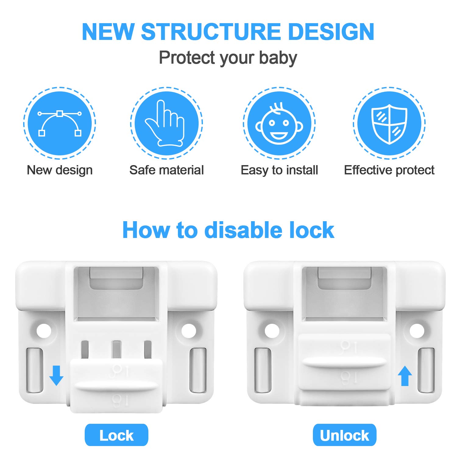 Cabinet Locks for Babies (12 Locks + 3 Keys) Double Key Design Child Locks for Cabinets with Extra Tape & Spare Screws Invisible Magnetic Cabinet Locks for Cabinets, Drawers, Cupboards