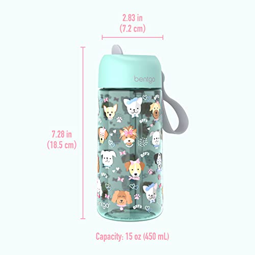 Bentgo® Kids Water Bottle - New & Improved 2023 Set With 2-Pack of Water Bottle Replacement Straws (Puppy Love)