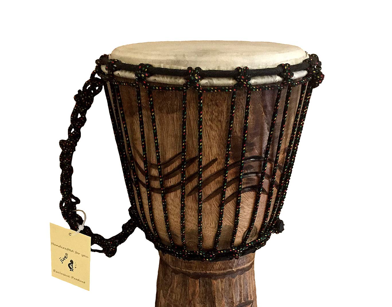 JIVE Djembe Drum African Bongo Congo Wood Drum Deep Carved Solid Mahogany Goat Skin Professional Quality 16" High (Dolphin)