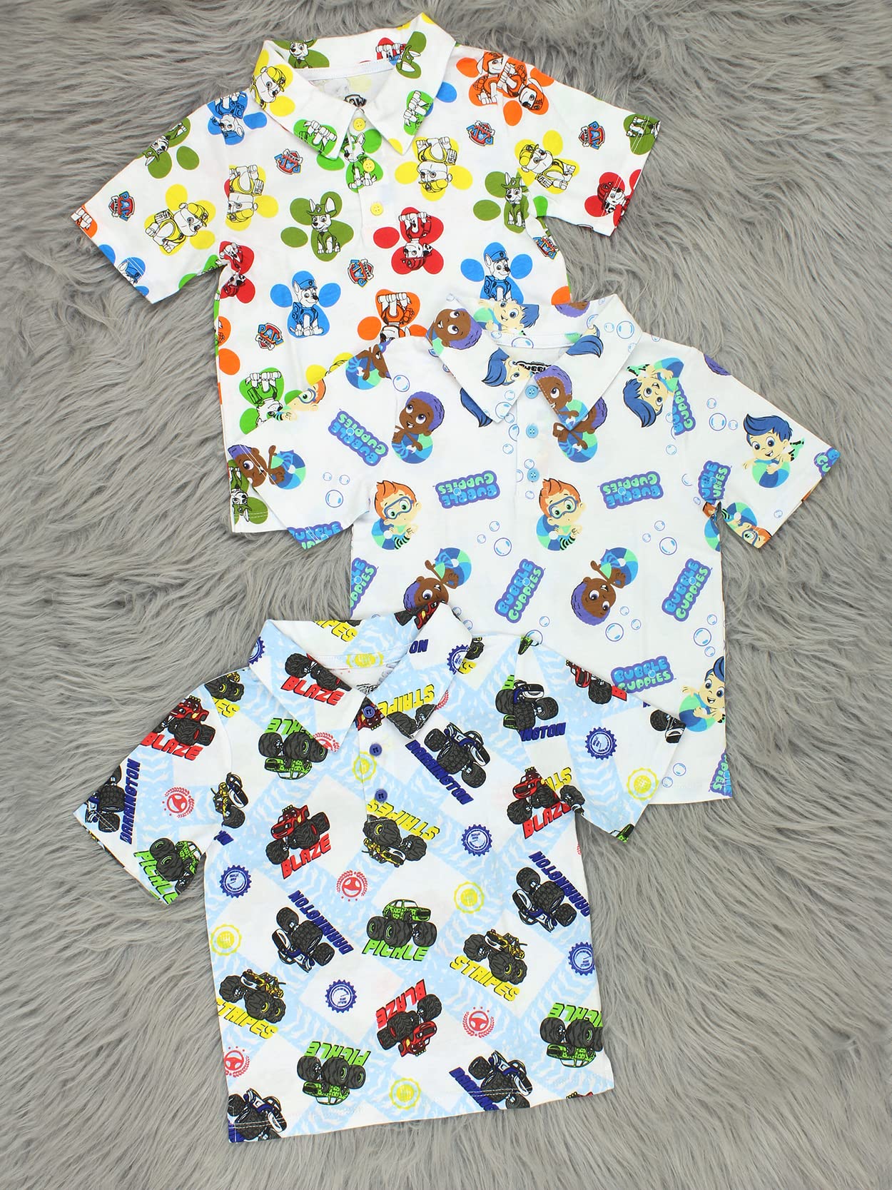 Blaze and The Monster Machines Boys Toddler Collared Short Sleeve Polo Tee Shirt (4T, White)
