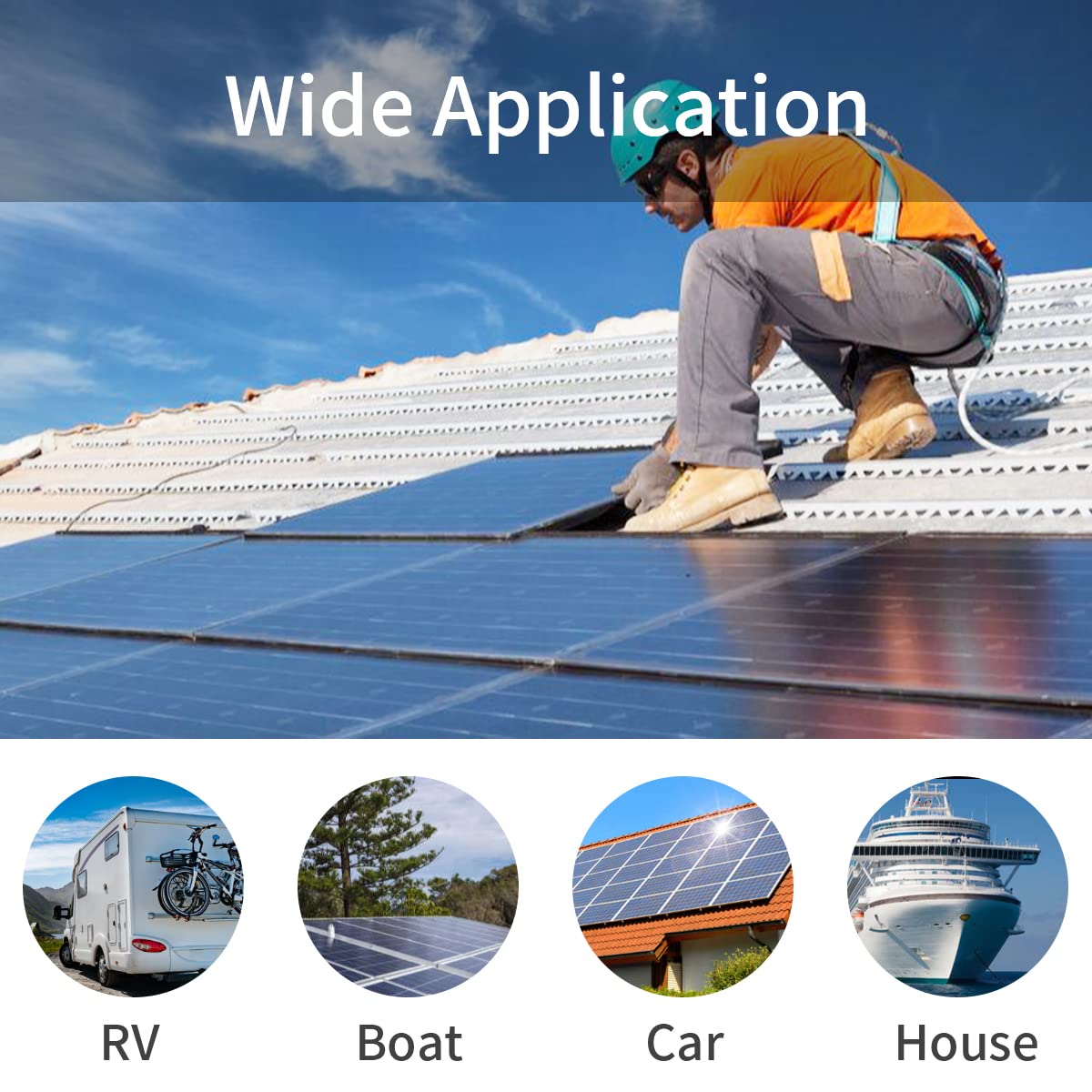 ELFCULB Solar Panel Extension Cable-1Pair 10AWG 6FT Solar Extension Cable Black&Red with Male/Female Connectors Solar Panel PV Cable Wire with Extra Pair of Connectors Solar Panel Adaptor Kit