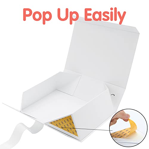 HAPPY POTATO Large Gift Box with Ribbon 13.5x9x4.1 Inches, White Gift Box with Lid Large, Bridesmaid Proposal Box, luxury Gift Box for presents (Glossy White)