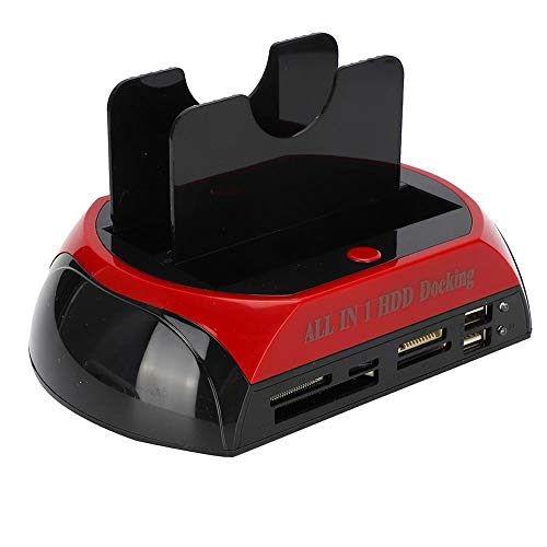 Boquite Romantic PresentHard Disk Dock, US Plug Dual SATA Dock USB 2.0Hub 2.5"/3.5" SATA HDD Dock, Hard Disk Dock, MACs for SATA Hard Disk OS IDE Hard Disk Linuxs