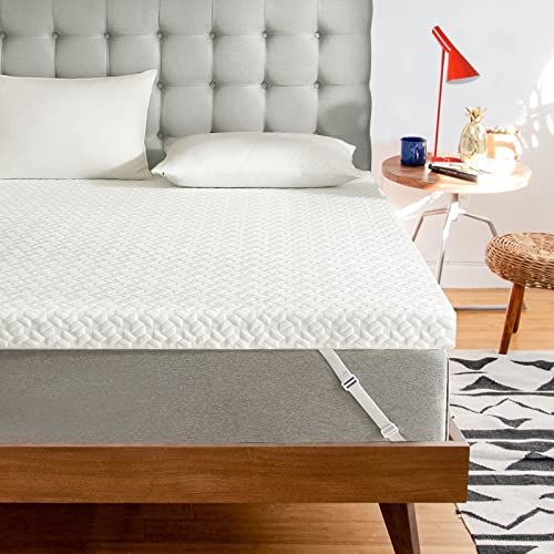 Fiberluxury 3 Inch Gel Infused Memory Foam Mattress Topper Queen Size, High Density Cooling Ventilated Design Memory Foam Bed Toppers-Ultra Plush Mattress Toppers with Bamboo Cover White