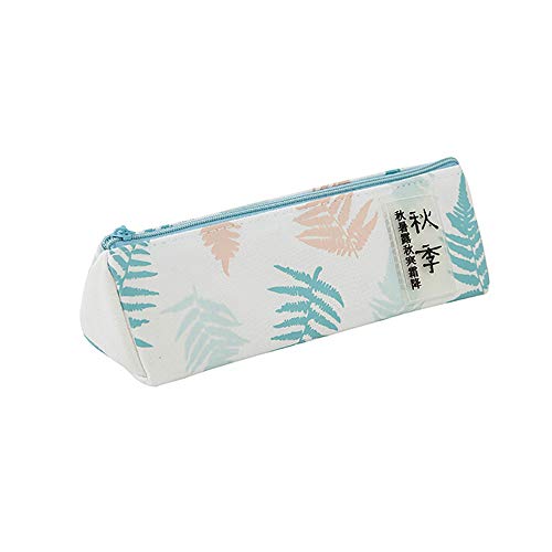 IEasⓄn Office & Stationery,Students 4 Seasons Triangle Pencil Case General Cosmetic Bag Makeup Pouch Pencils Box IE-NN2305 (White-d)