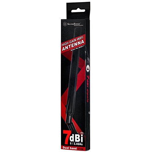 SilverStone Technology High Gains Dual band WIFI antenna 5GHz 7dBi, 2.4GHz 5dBi with RP-SMA plug WAD17