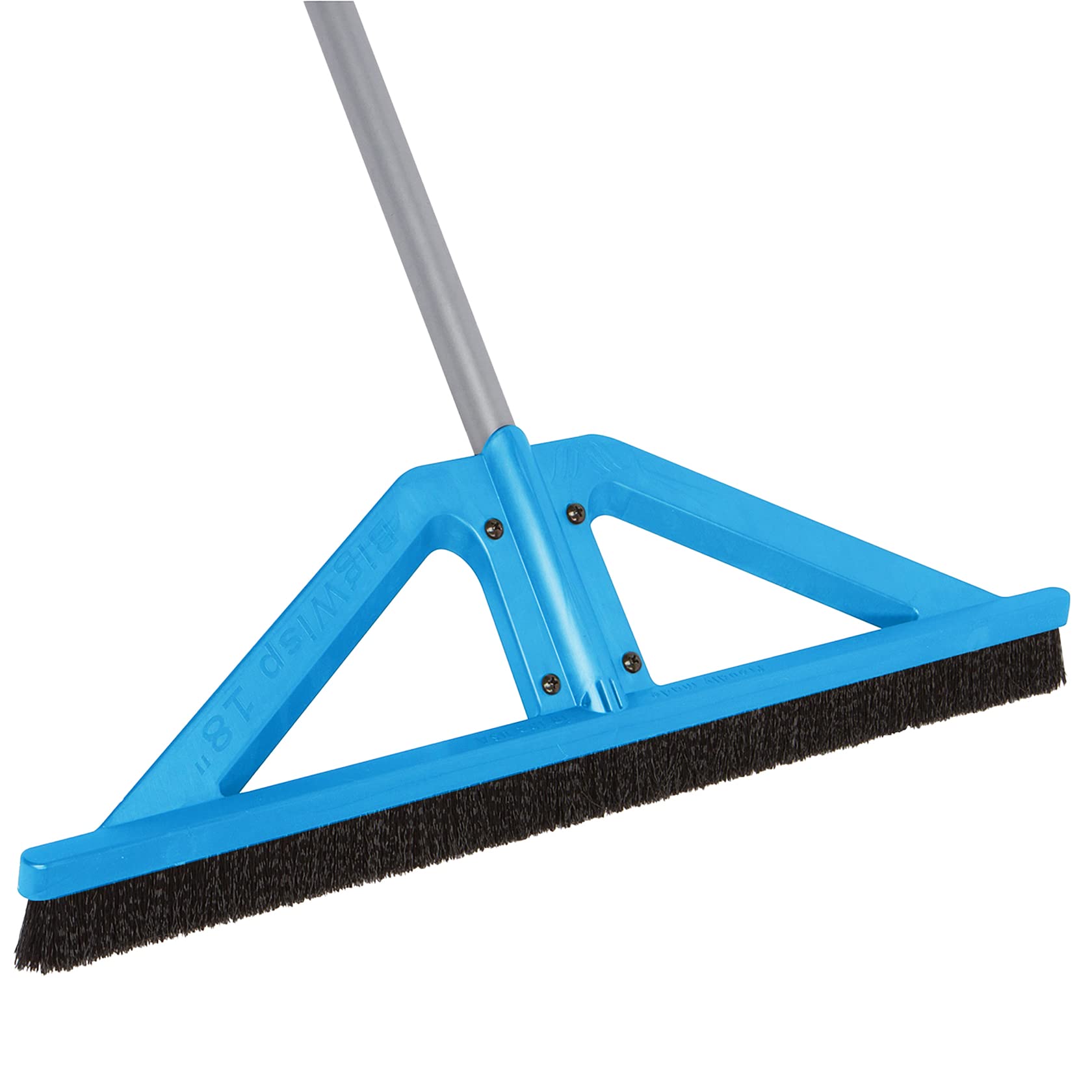 bigWISP, Lightweight Push Broom Outdoor Indoor Multi-Surface - Stiff Bristle Seal Technology and Adjustable Handle (Blue, 18")