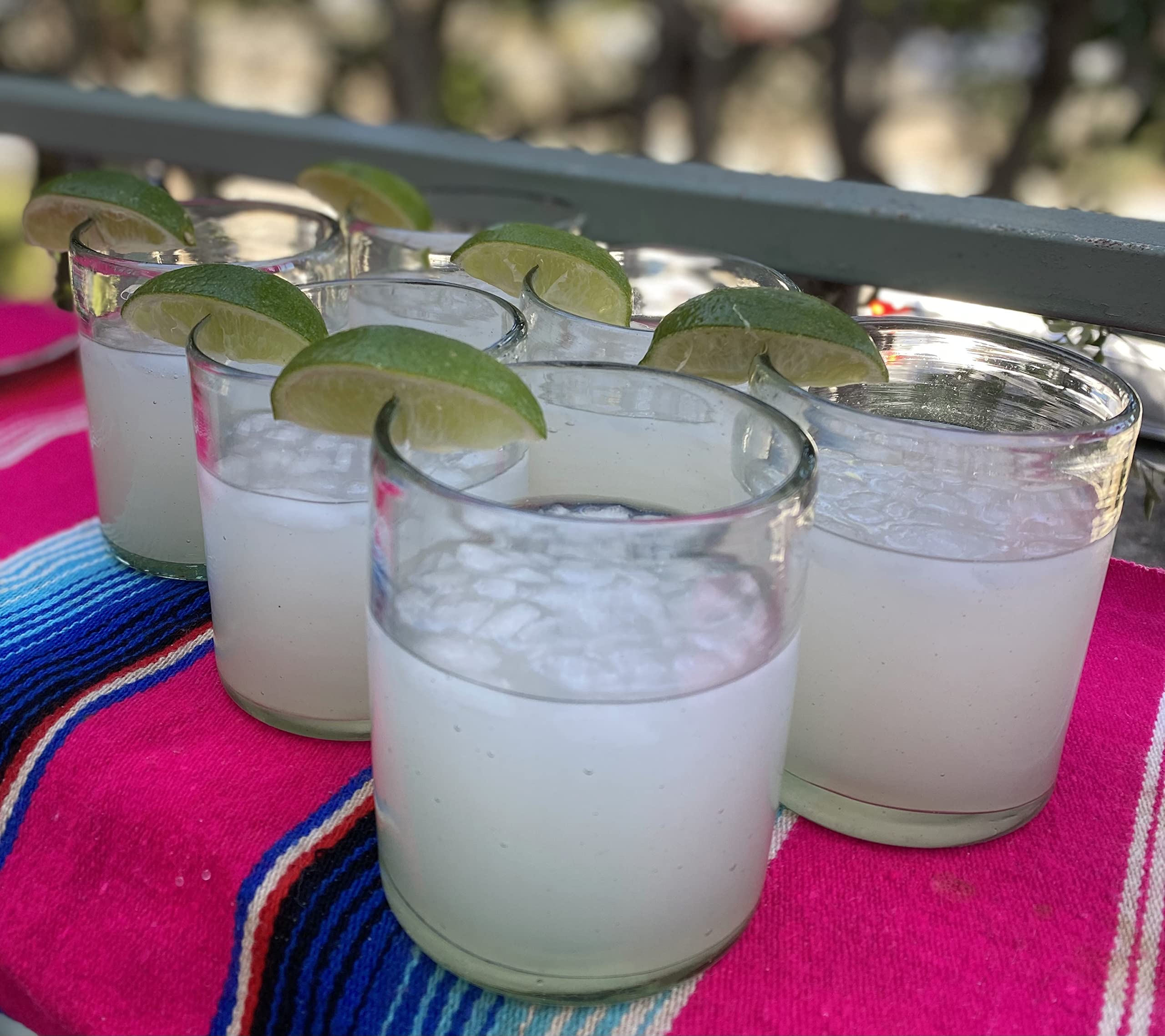 Dos Sueños Hand Blown Mexican Drinking Glasses – Set of 6 Natural Clear Tumbler Glasses (10 oz each)
