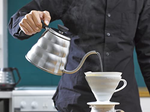 Hario V60 "Buono" Drip Kettle Stovetop Gooseneck Coffee Kettle 1.2L, Stainless Steel, Silver