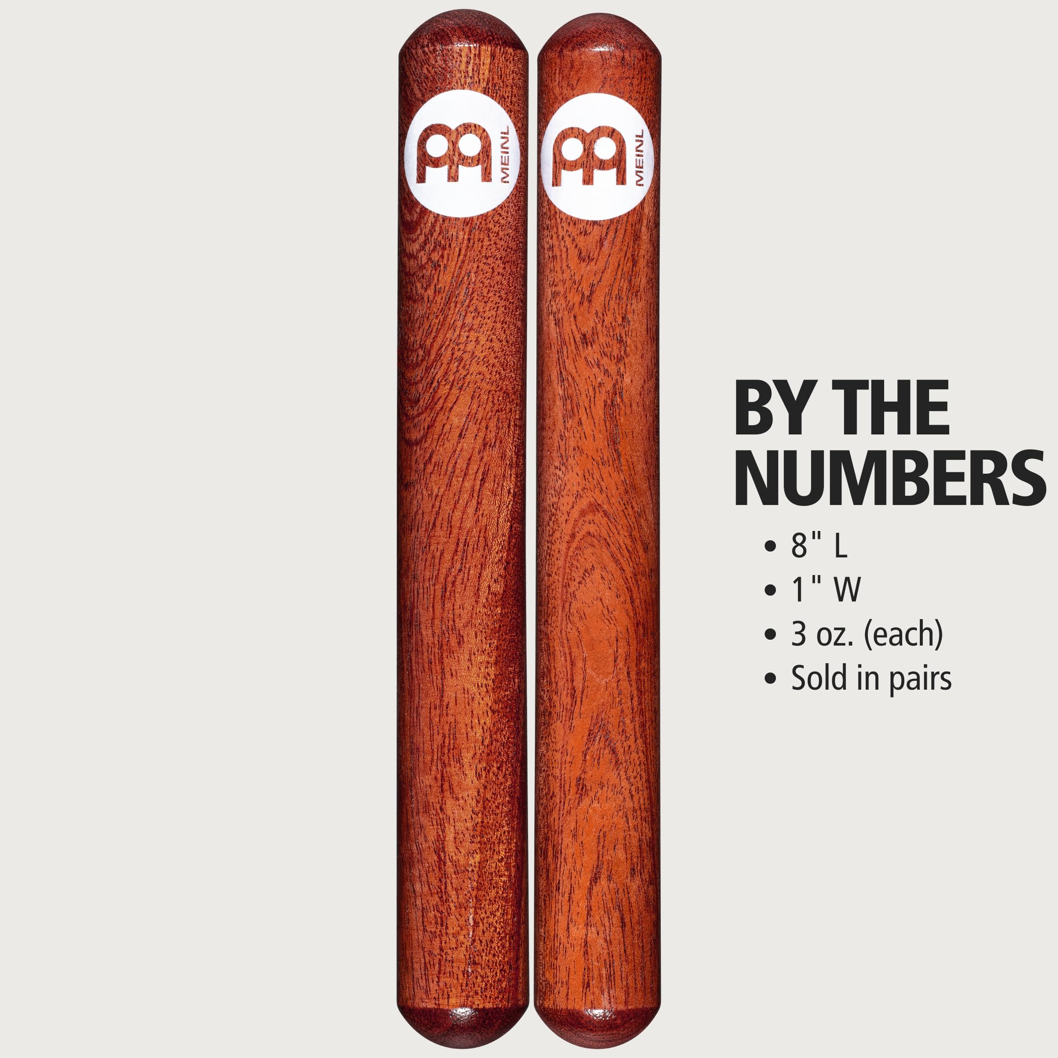 Meinl Percussion Select Hardwood Claves Musical Instrument Sticks โ NOT Made in China โ for Live, Studio and Classrooms, 2-Year Warranty (CL1RW)