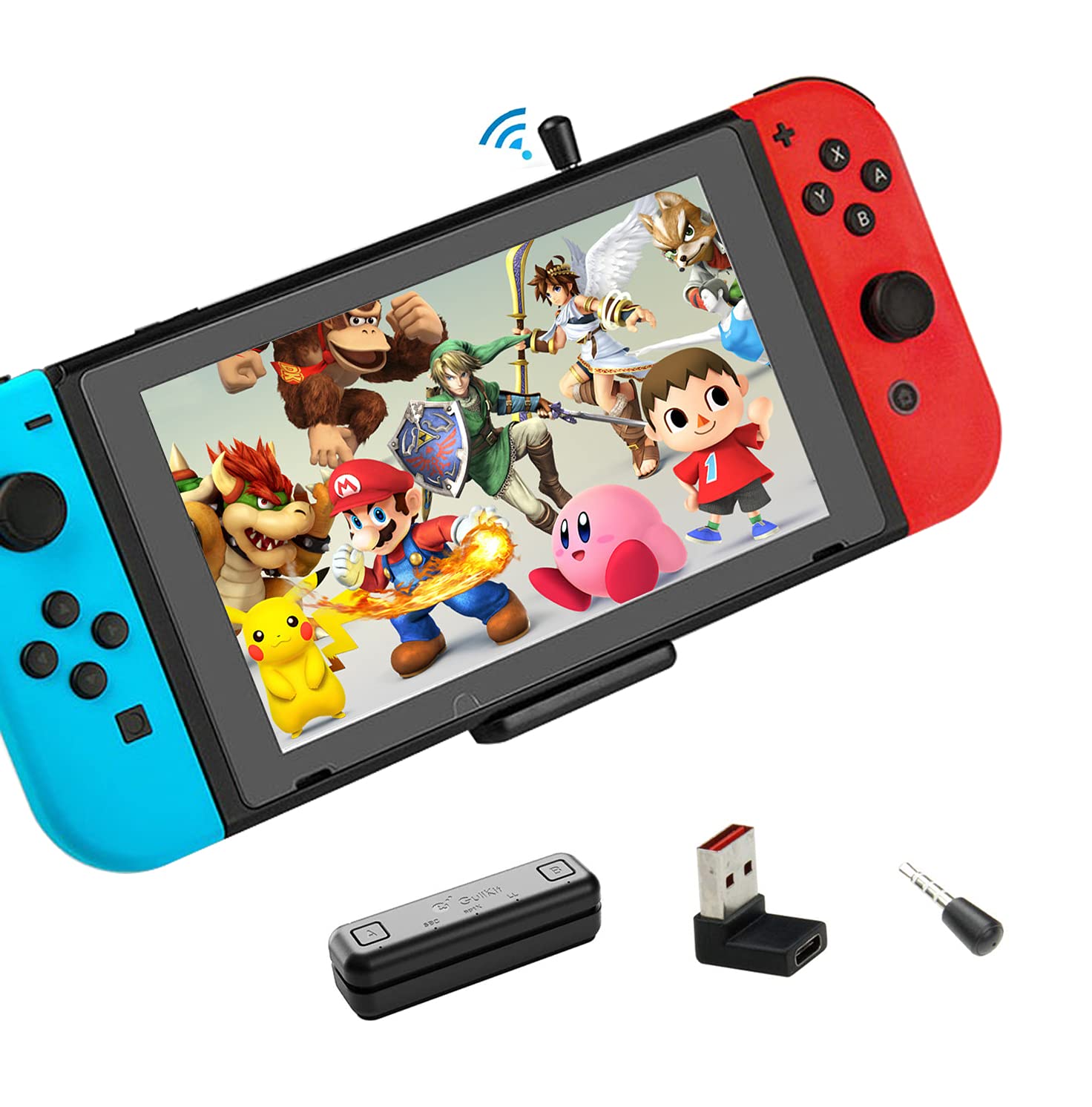 Bluetooth Adapter for Nintendo Switch Accessories USB-C Connector Wireless Audio Transmitter with aptX LL, Support in-Game Voice Chat,Connect AirPods PS5 Headphones - Black