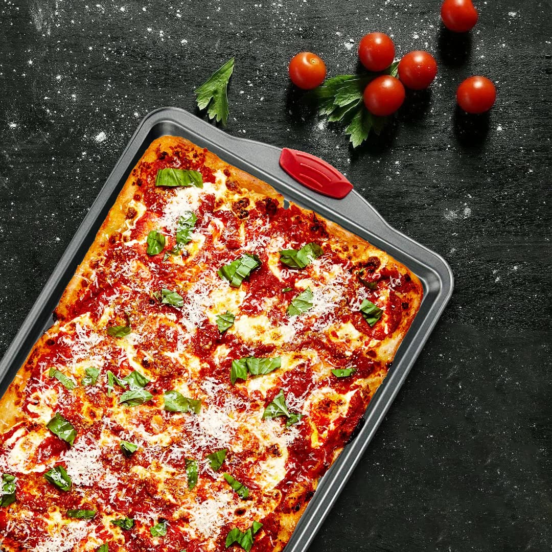 Boxiki Kitchen Non-Stick Baking & Cookie Sheet Pan Non-Toxic 11x14 Inch Rimmed Carbon Steel Baking Sheet. Dent, Warp and Rust Resistant. Heavy Gauge Steel Oven Baking Sheet. 1 Tray.