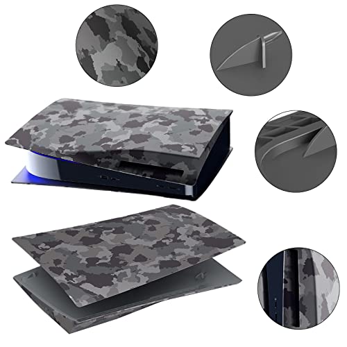 Face Plate Cover Shell for PS5 Disc Edition Console Faceplates, Playstation 5 Accessories Protective Replacement Panels (Gray Camouflage)