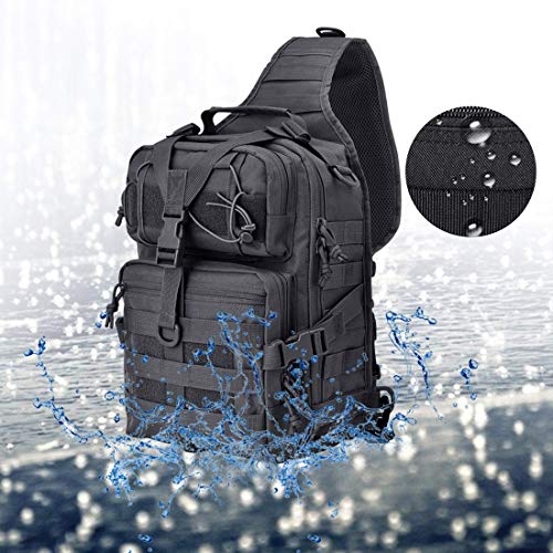 hopopower Tactical Sling Bag Pack Military Assault Rucksack Shoulder Bag Backpack Chest Pack Handbag Waterproof for Travel Hiking Camping Trekking Exploring Fishing Hunting