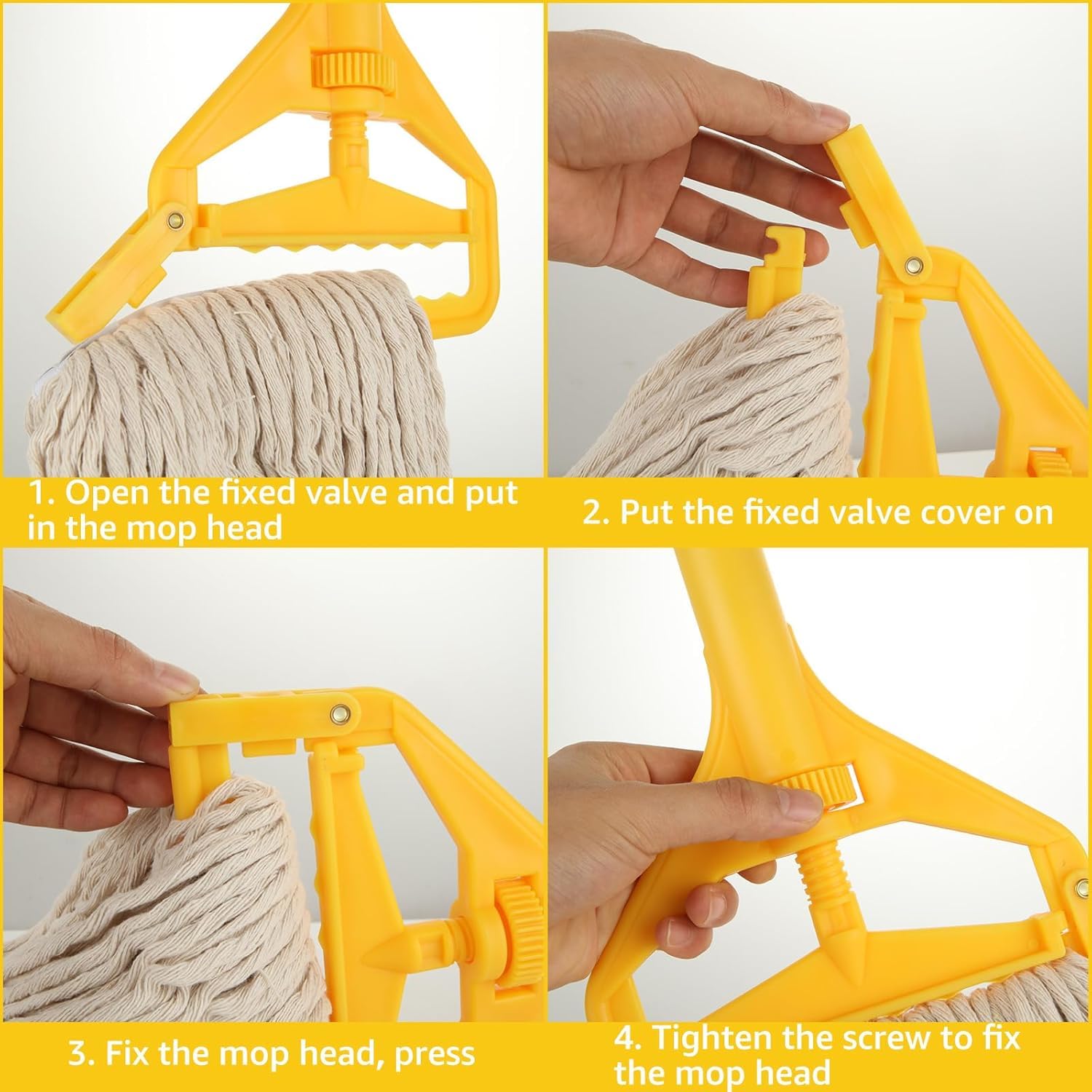 Commercial Mop, String Mops for Floor Cleaning Heavy Duty Industrial Mop with Long Handle, Looped-End String Cotton Wet Mop for All Home/Garage/Office/Workshop/Warehouse Floors