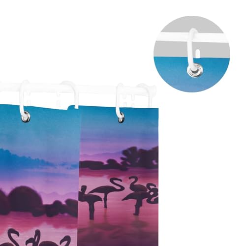 BLuevi Flamingo Shower Curtain for Bathroom Waterproof Fabric with Hooks 72x72 Inch