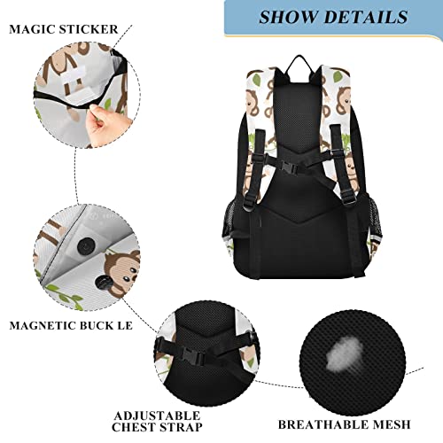 Glaphy Cute Monkey Backpack School Bag Lightweight Laptop Backpack Student Travel Daypack with Reflective Stripes