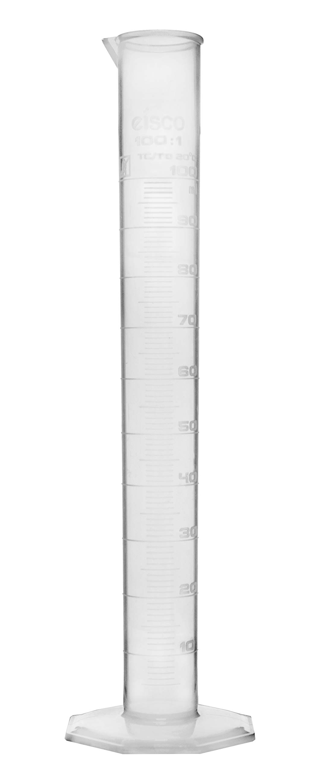 EISCO 7PC Graduated Cylinder Set - Class B - 10ml, 25ml, 50ml, 100ml, 250ml, 500ml & 1000ml - Polypropylene Plastic, Octagonal Base, Moulded Graduations - Industrial Quality, Autoclavable