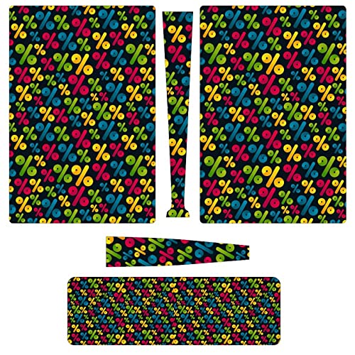 Colorful Percent Signs Full Protective Skin Cover Design Wrap Decal Sticker Compatible with PS5 Digital Edition Console and Controller