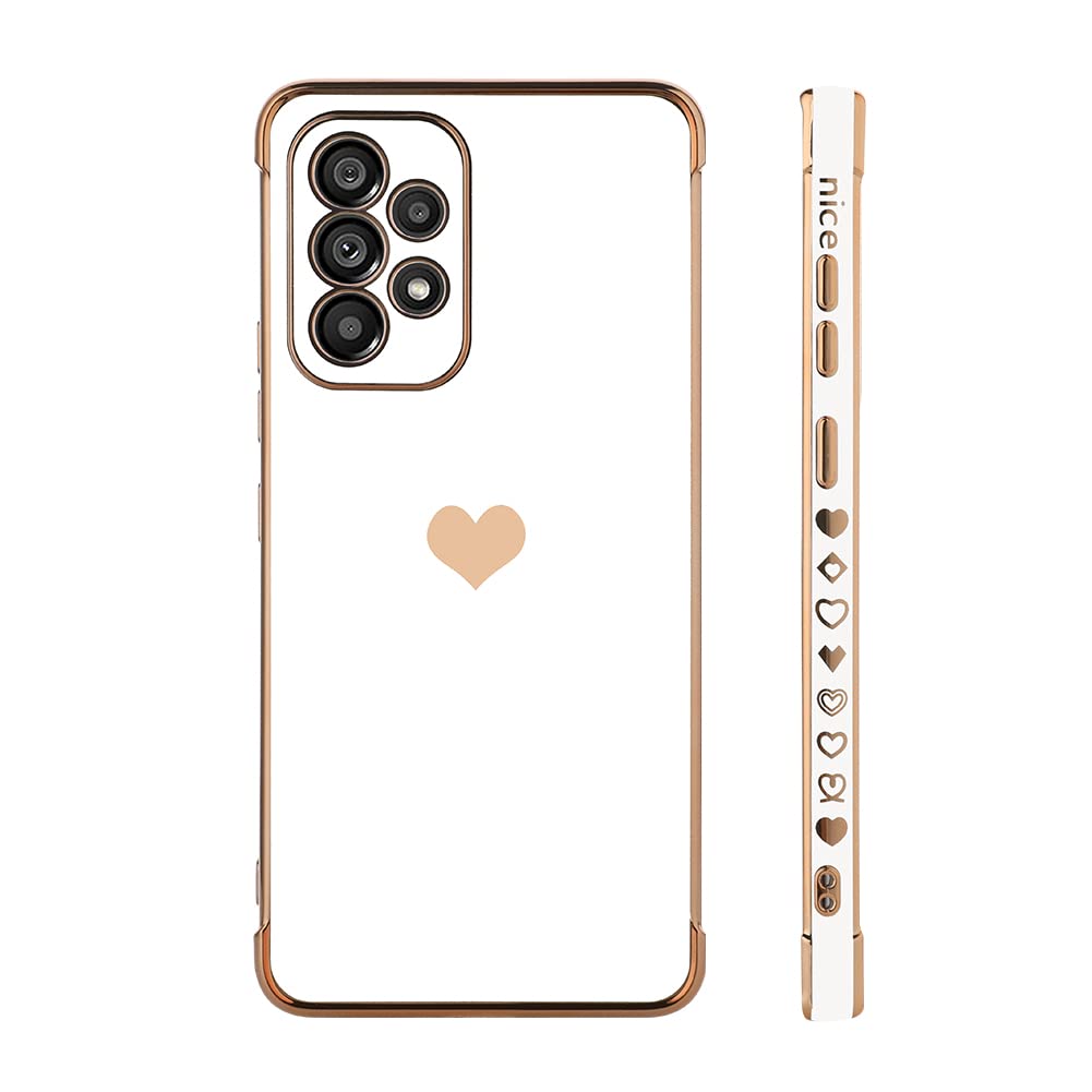 Bonoma Compatible with Samsung Galaxy A52 Case Love Heart Plating Electroplate Luxury Elegant Case Camera Protector Soft TPU Shockproof Protective Corner Back Cover Galaxy A52 Case -Black