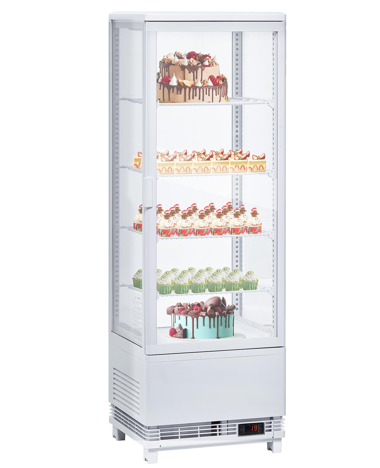 Commercial Refrigerator Display Case, 4.2 Cu.FT Single-Door Countertop Pastry Display Case with Interior LED Lighting, Double-Layered Glass, Commercial Refrigerator for Pastry Cake Restaurant